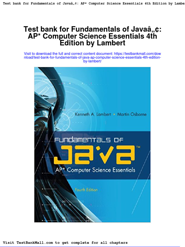Test Bank For Fundamentals of Java AP Computer Science Essentials 4th ...