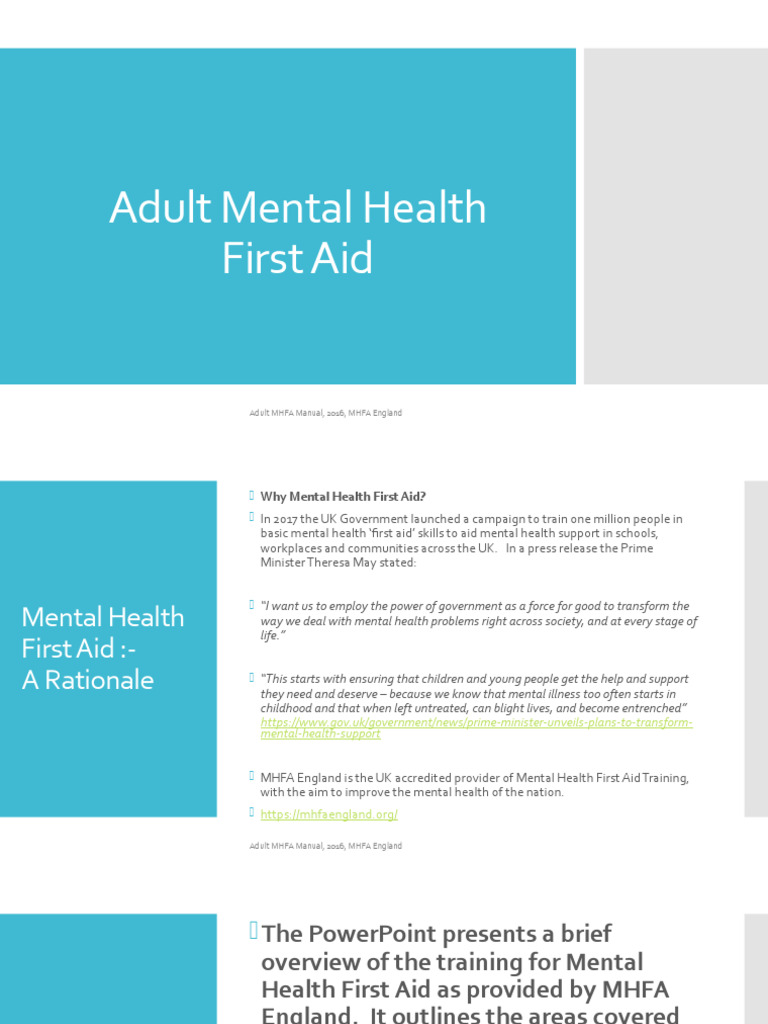 Adult Mental Health First Aid Manual | PDF | Anxiety Disorder | Mental ...