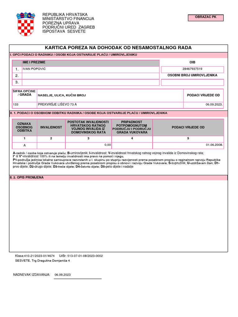 Porezna Kartica | PDF