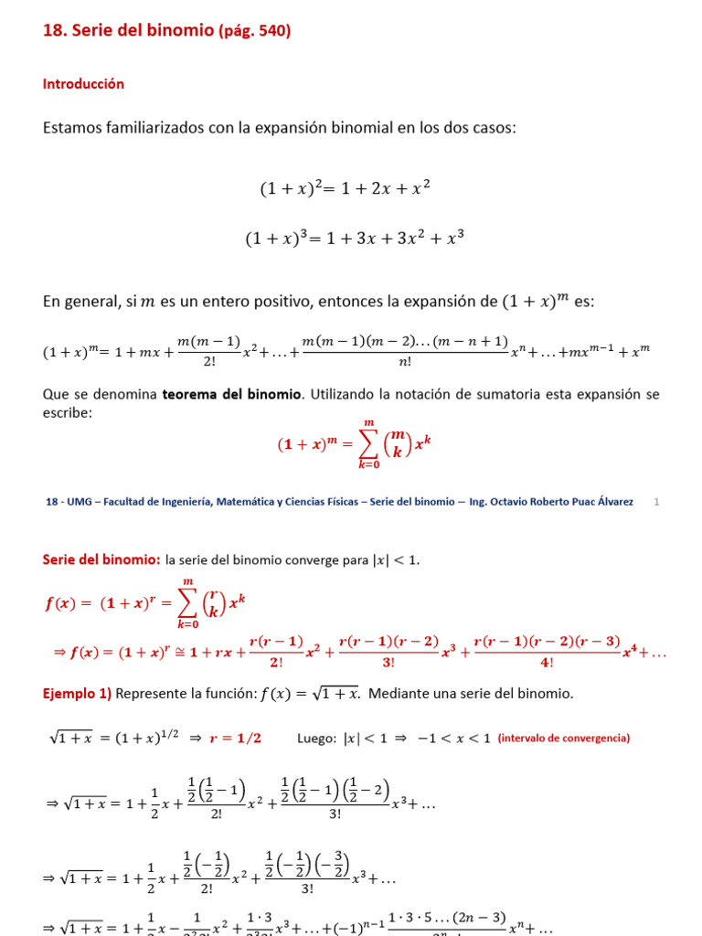 Serie Del Binomio | PDF | Teoría de los números | Aritmética
