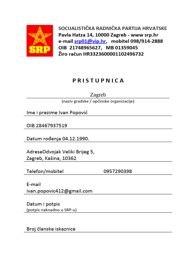 Pristupnica SRP | PDF