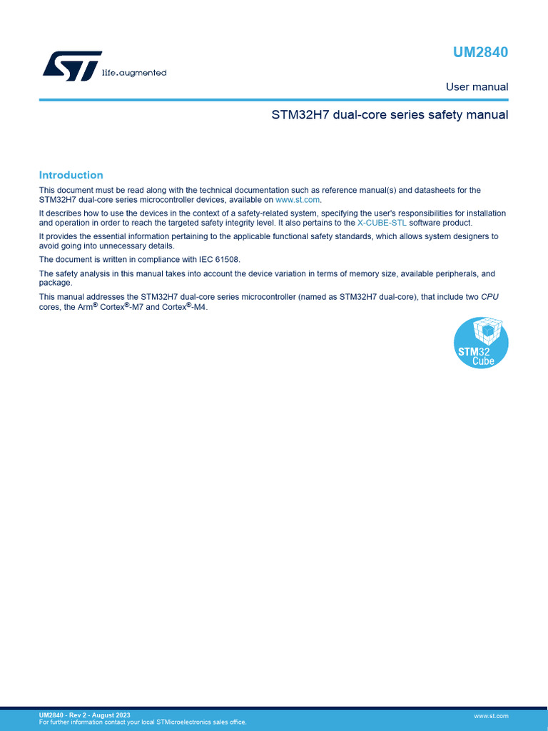 Um2840 stm32h7 Dualcore Series Safety Manual Stmicroelectronics | PDF | Reliability Engineering ...