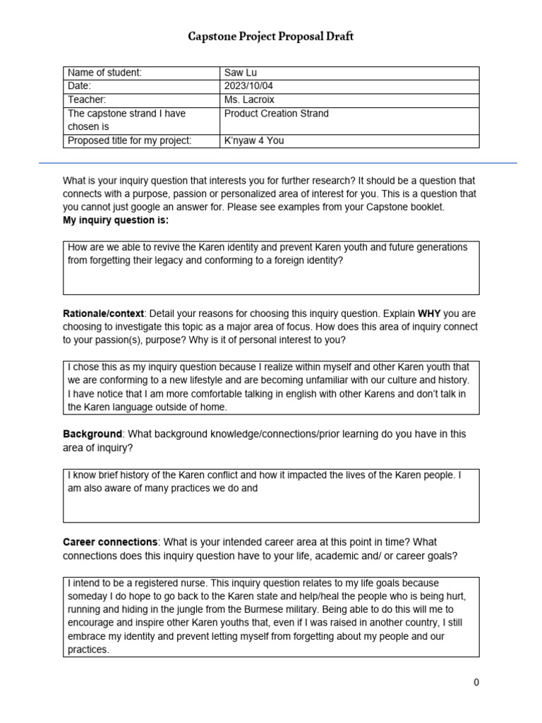 Use This One Edited - Capstone Project Propos | PDF | Mentorship