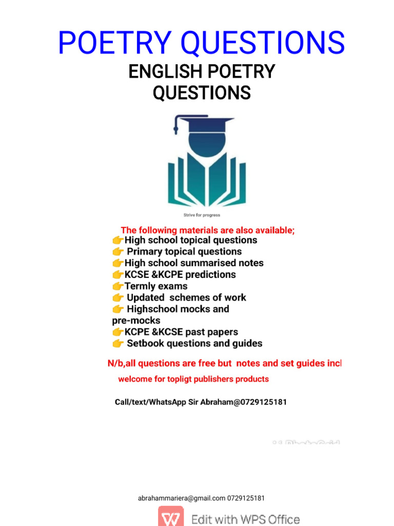 Poetry Questions and Analysis Guide | PDF | Poetry | Shoe