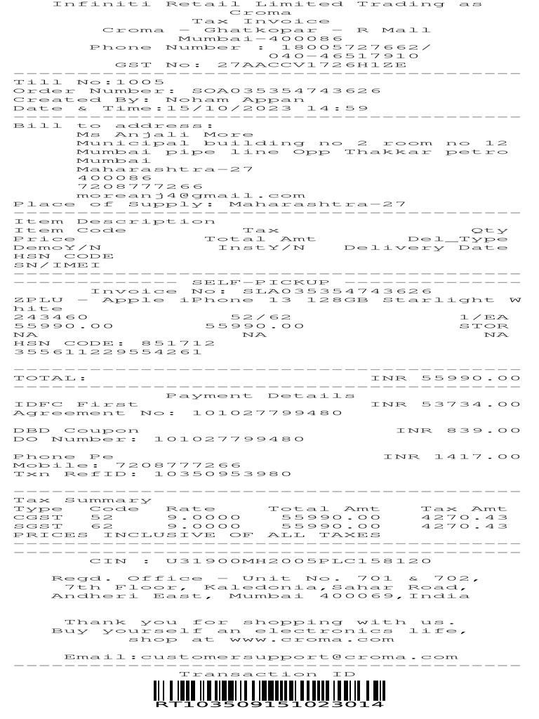 Invoice | PDF | Government Finances | Taxes
