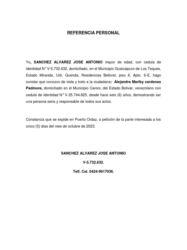 Referencia Personal | PDF