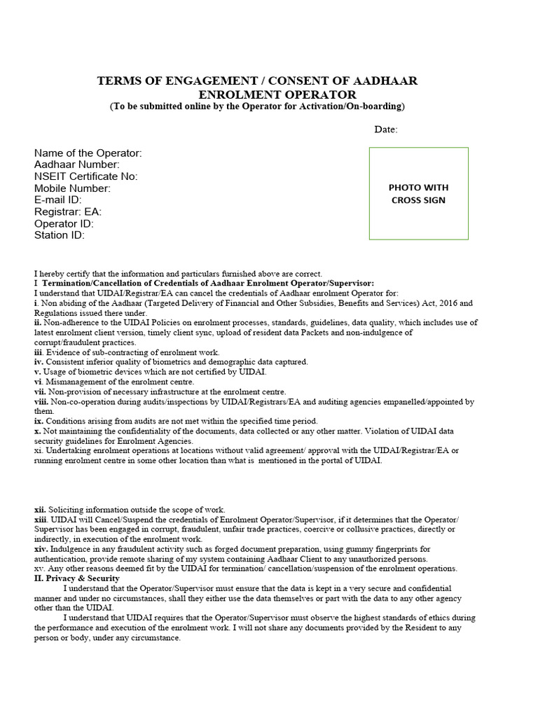 Operator Consent Form | PDF | Audit | Government