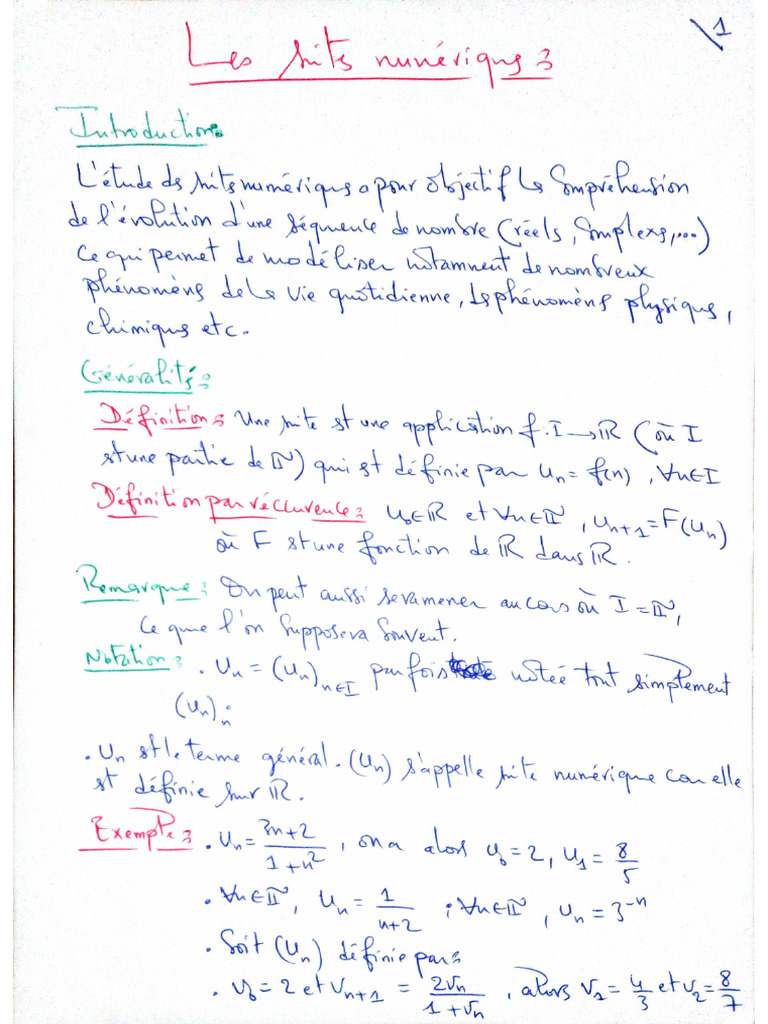 Chapitre 2 - Les Suites Numériques | PDF
