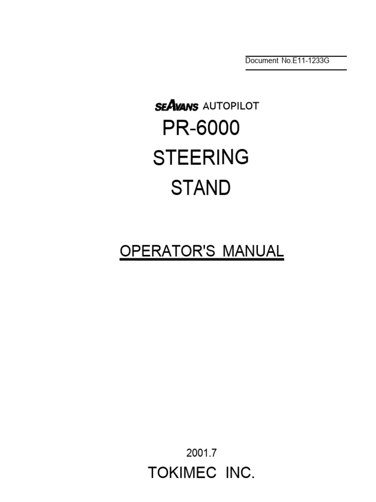 Tokimec PR 6000 | PDF | Steering | Rudder