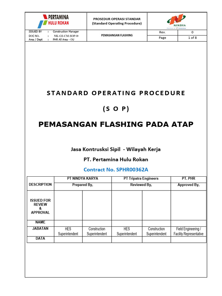 Nk-Gs-Cm-Sop-036 Prosedur Pemasangan Flashing | PDF