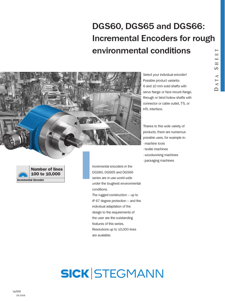 Rugged Incremental Encoders DGS60-66 | PDF | Rotation Around A Fixed ...