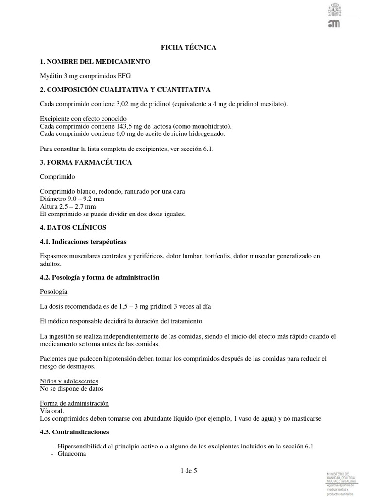 PRIDINOL | PDF | Medicamentos con receta | Tableta (Farmacia)