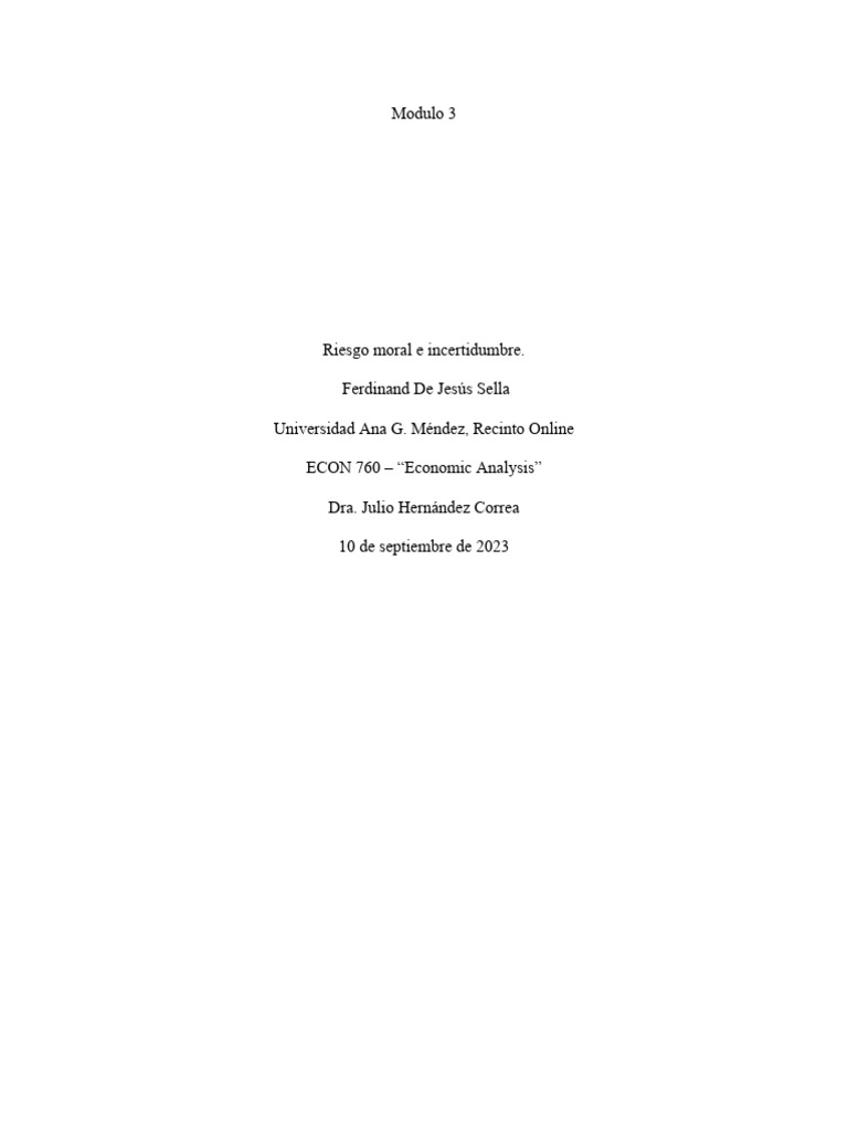 Tarea Modulo 3 Economia | PDF | Riesgo | Toma de decisiones
