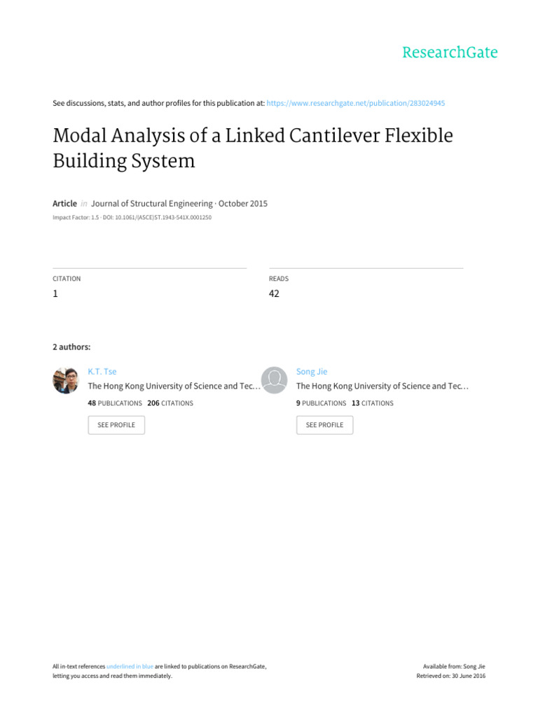 (2015) Modal Analysis of A Linked Cantilever Flexible Building System ... (2015) Modal Analysis of A Linked Cantilever Flexible Building System ...