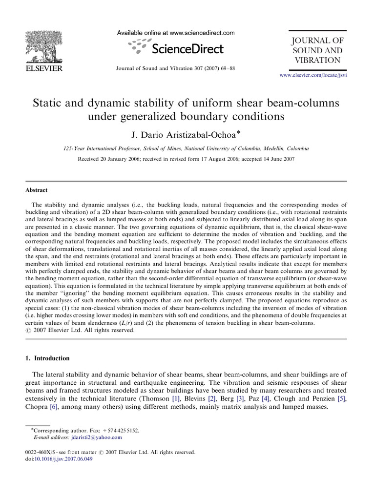 (2007) Static and Dynamic Stability of Uniform Shear Beam Columns Under ...