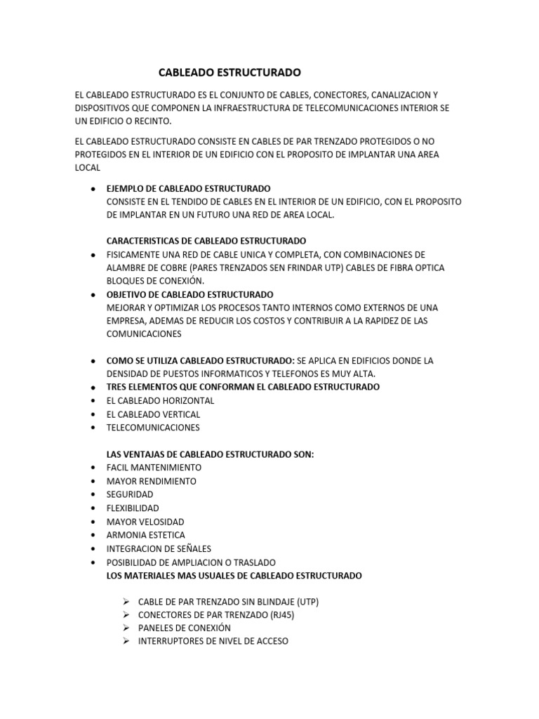 Guía de Cableado Estructurado | PDF | Tecnología