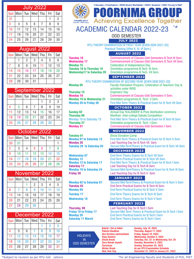 PG Academic Calendar ODD 2022-23 | PDF | Academic Term | Academia