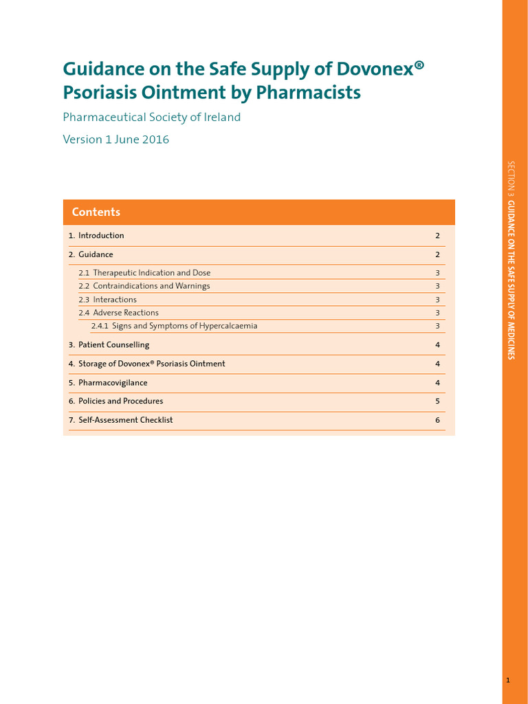 03.7 Guidance On The Safe Supply of Dovonex | PDF | Pharmacist | Pharmacy
