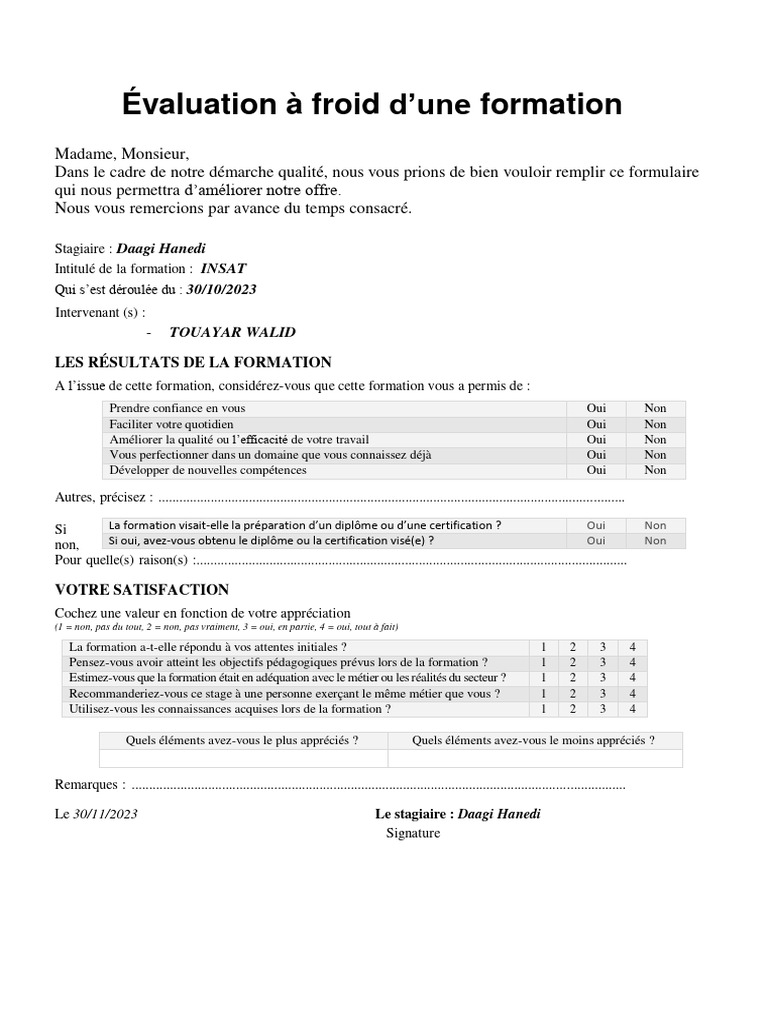 Evaluation A Froid | PDF