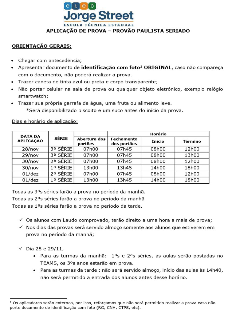 Informativo Alunos - Provão Paulista Seriado | PDF