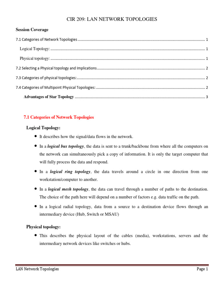 Cir 209 (Lecture 7) Network - Topologies - Final | PDF | Network Topology | Computer Network