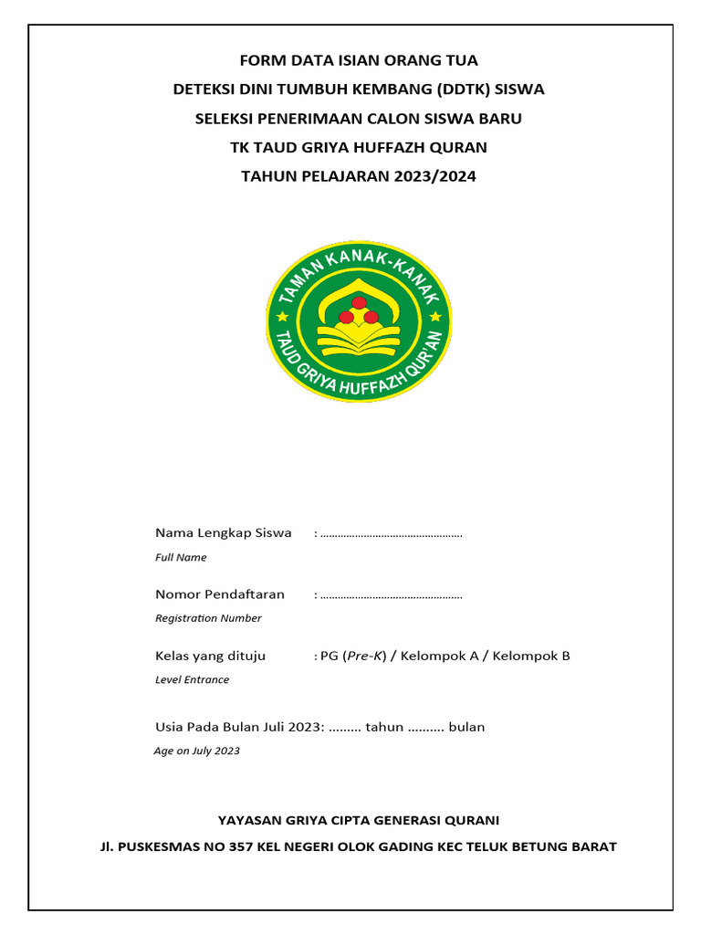 2023-2024 - Form DDTK TK | PDF