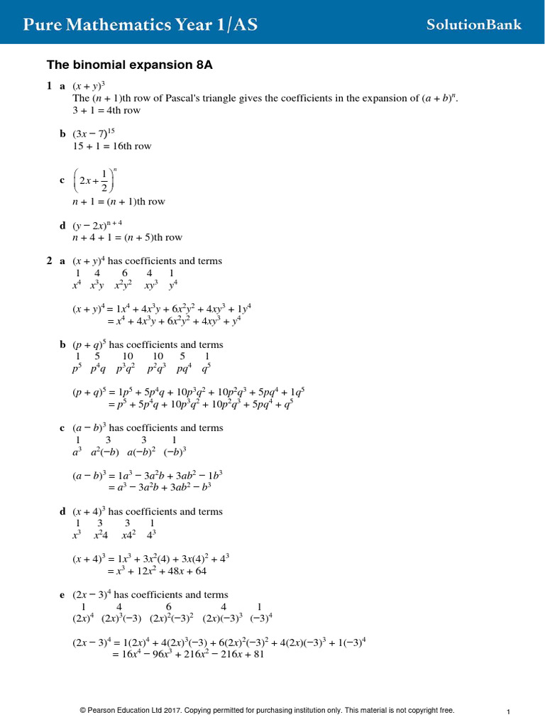 Alevelsb p1 Ex8a | PDF | Elementary Mathematics | Combinatorics
