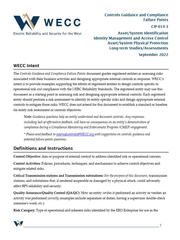 Controls Guidance and Compliance Failure Points CIP-014-3 | PDF | Vulnerability (Computing ...