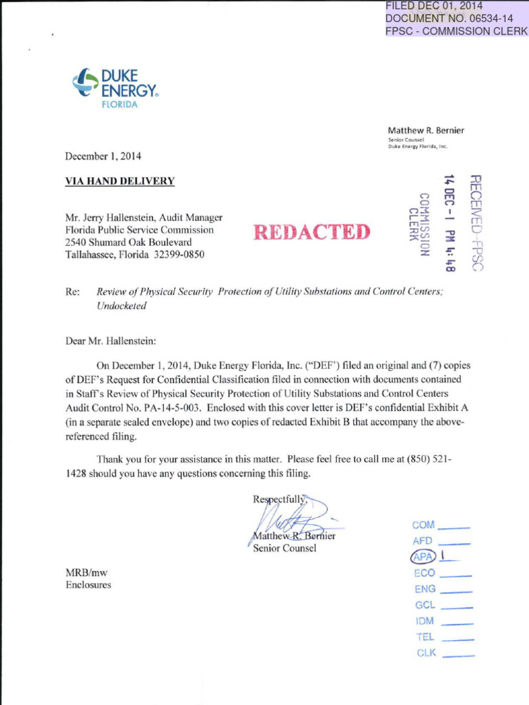 Relacted: Via Hand Delivery | PDF