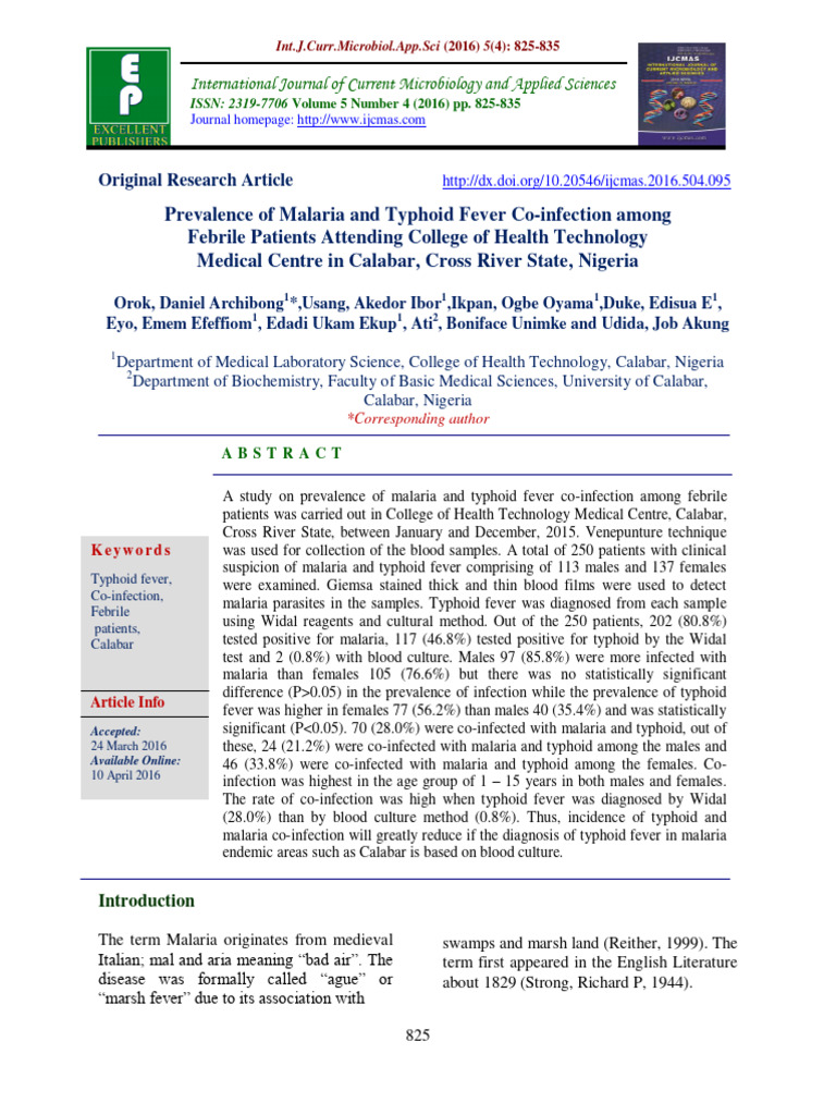 Orok, Daniel Archibong, Et Al | PDF | Malaria | Fever