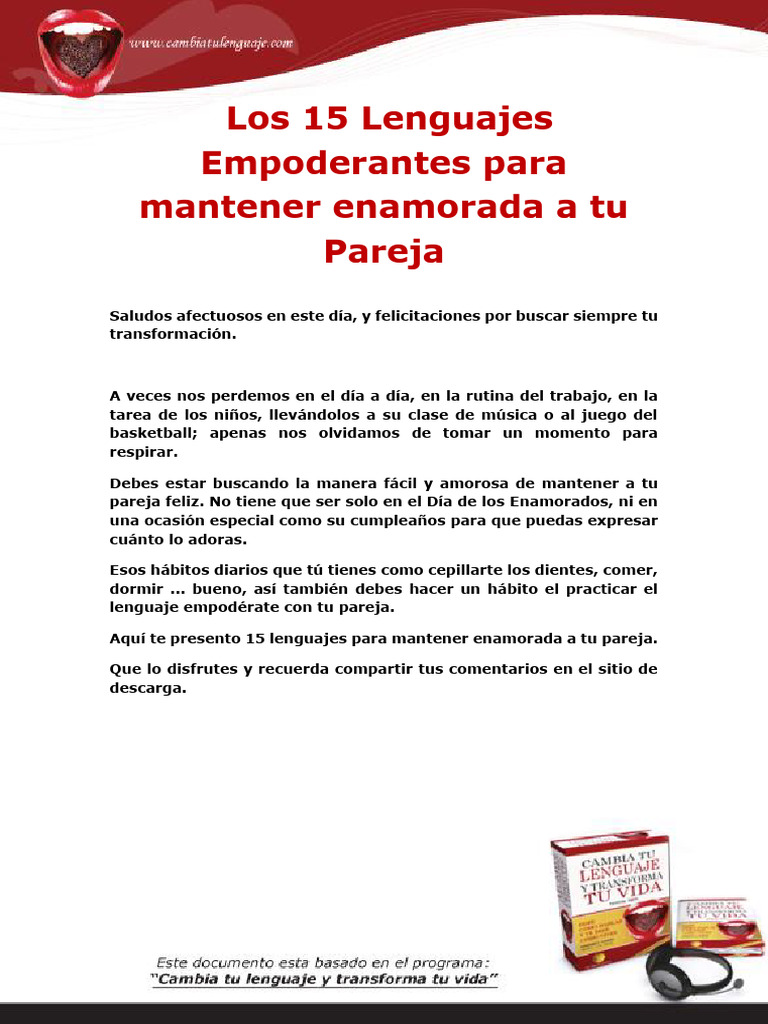 Los 15 Lenguajes Empoderantes Con La Pareja | PDF