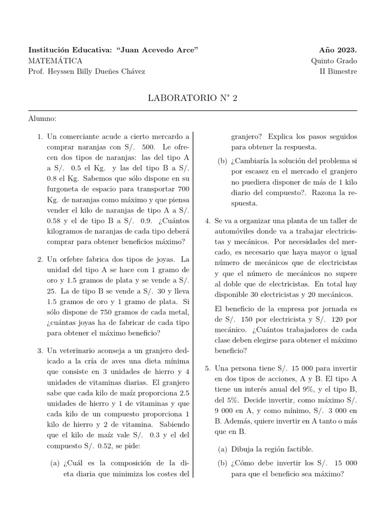 5to - Laboratorio 2 | PDF