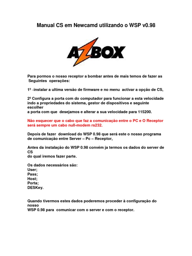Manual CS em Newcamd Azbox | PDF