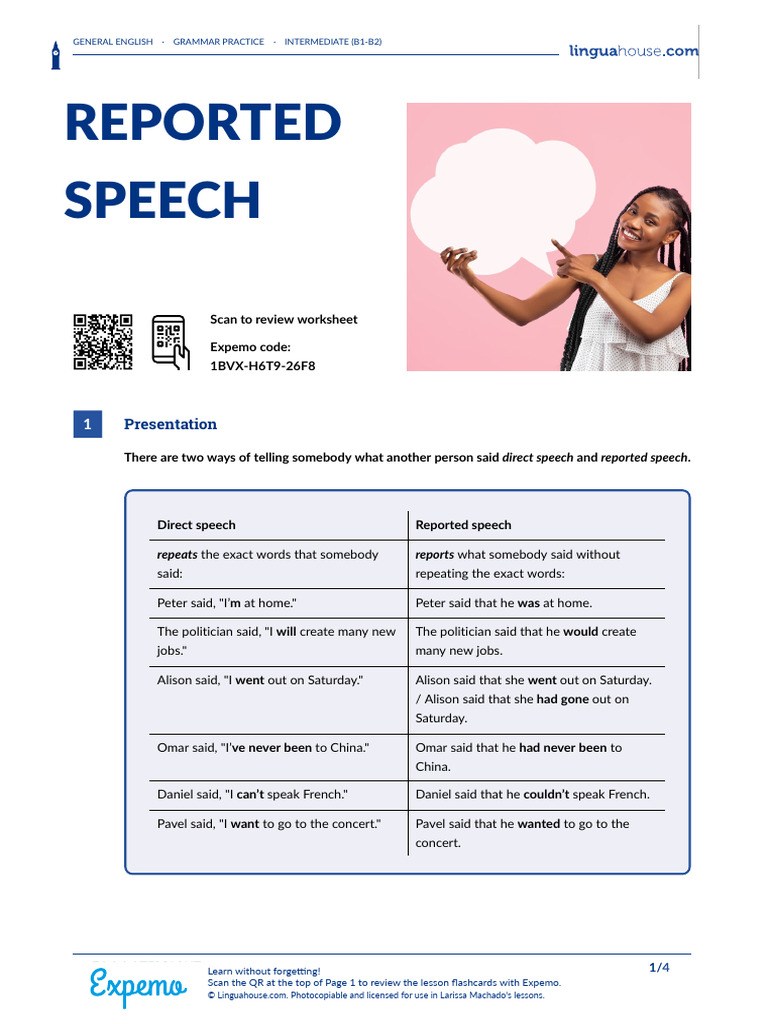 Reported Speech Grammar Guide | PDF | Languages | Foreign Language Studies