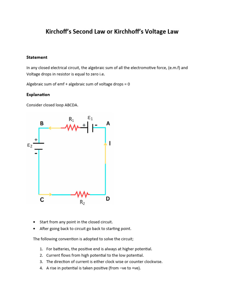 Kirchoff Voltage Law | PDF Kirchoff Voltage Law | PDF