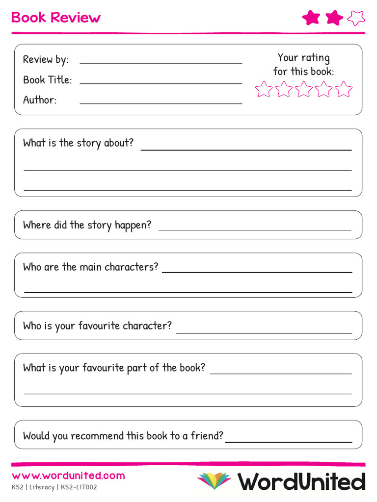 KS2 Book Review Template for Kids | PDF