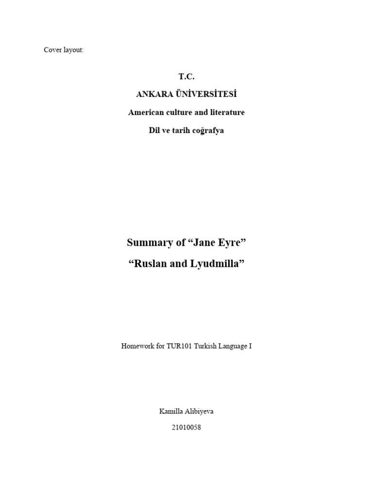 Turkish Final Homework | PDF | Jane Eyre