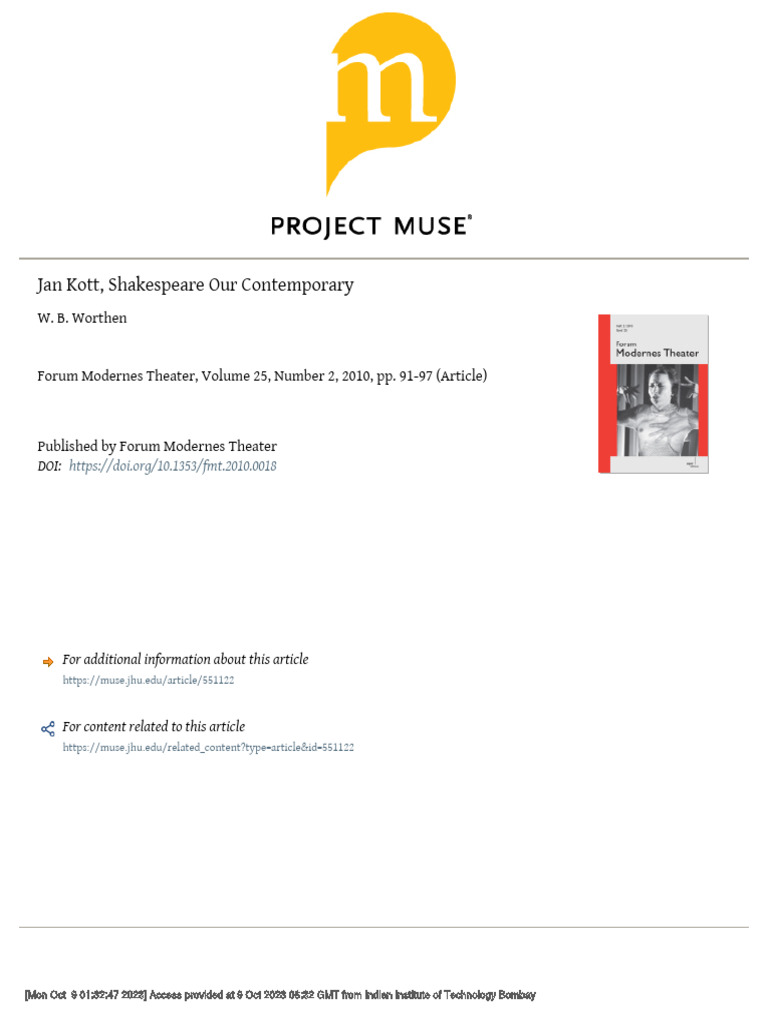 Jan Kott Shakespeare Our Contemporary | PDF | Hamlet | William Shakespeare