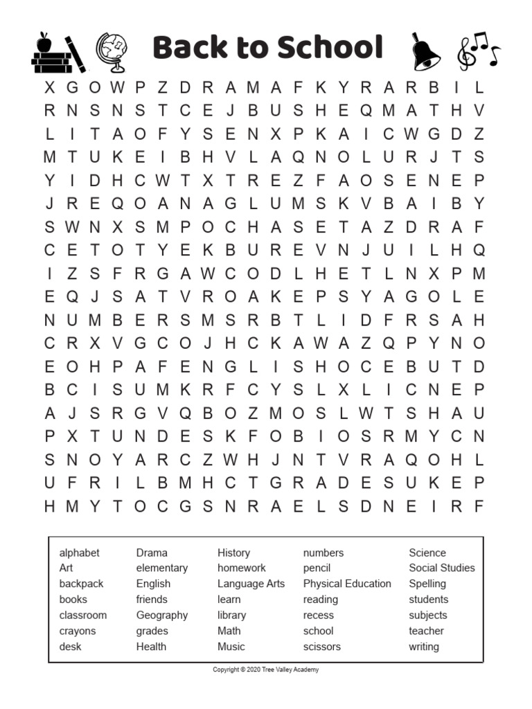 Back To School Word Search | PDF | Schools | Classroom