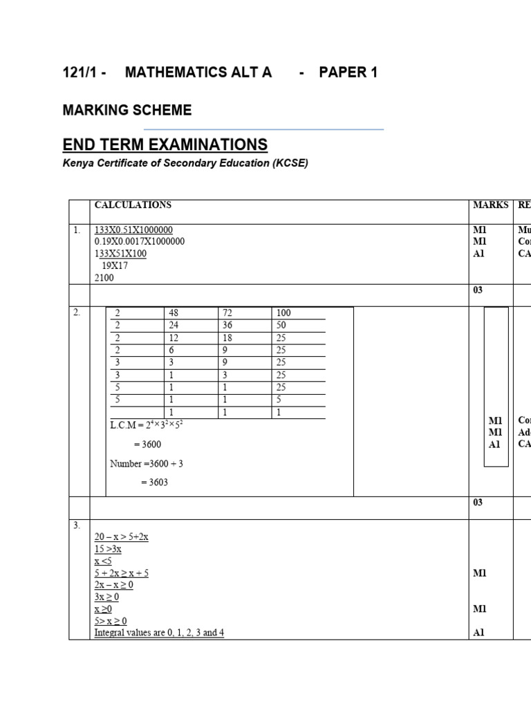 Maths PP1 MS F3 2021 Term 3 | PDF