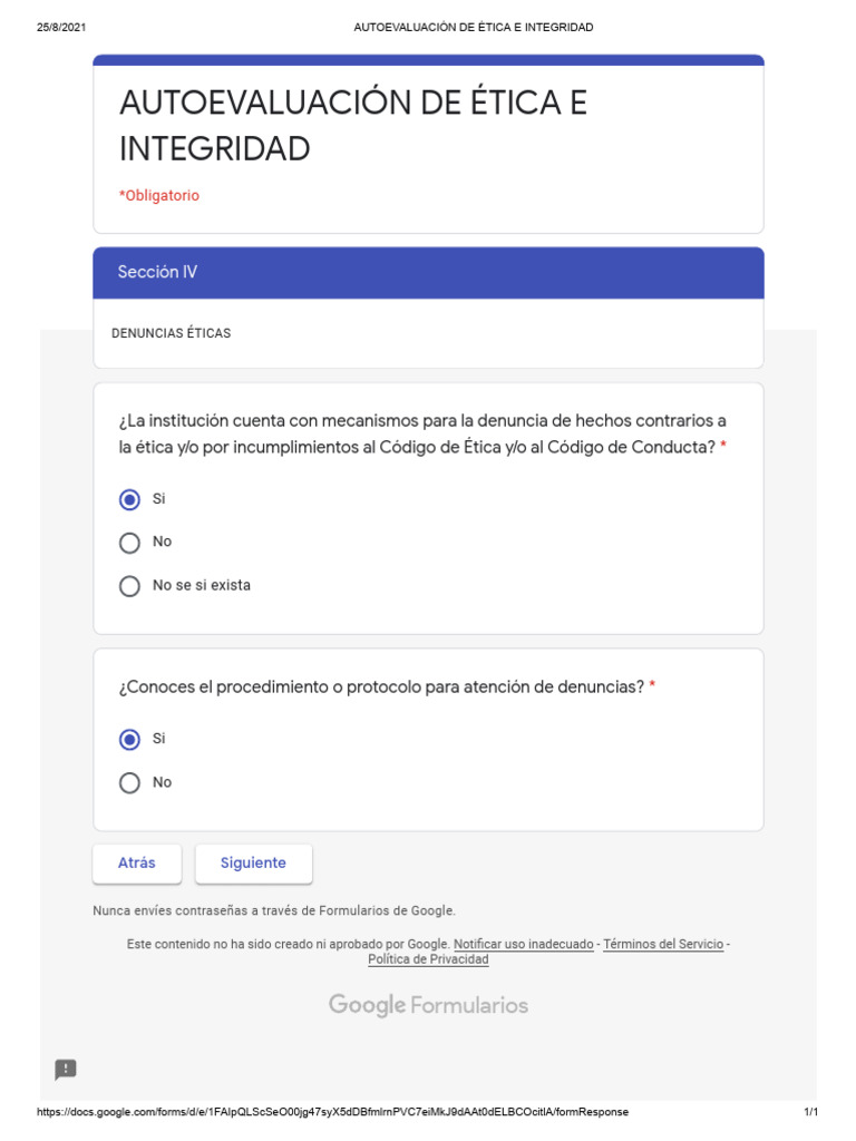 4 Autoevaluación de Ética e Integridad | PDF