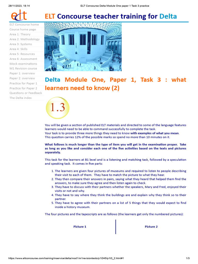 ELT Concourse Delta Module One Paper 1 Task 3 Practice 2 | PDF | Human ...