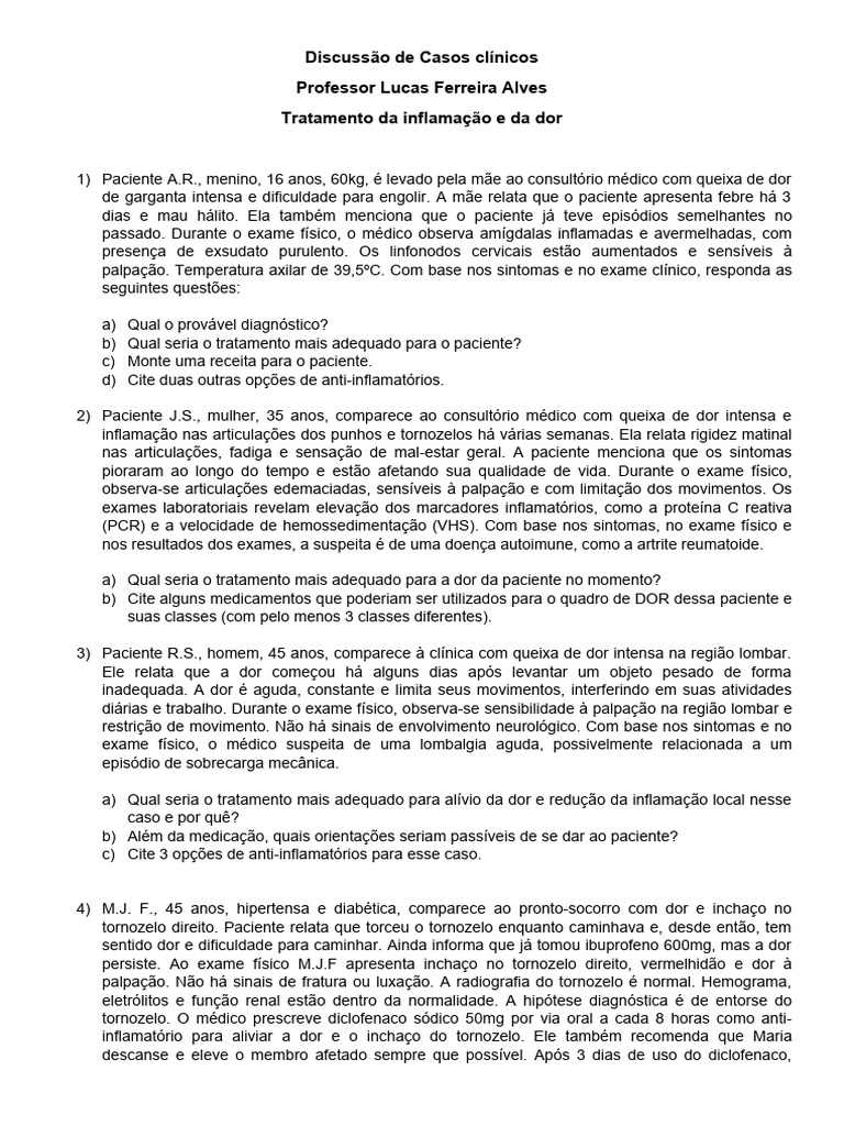 Casos Anti-Inflamatã Rios - Professor Lucas Alves | Download grátis PDF ...