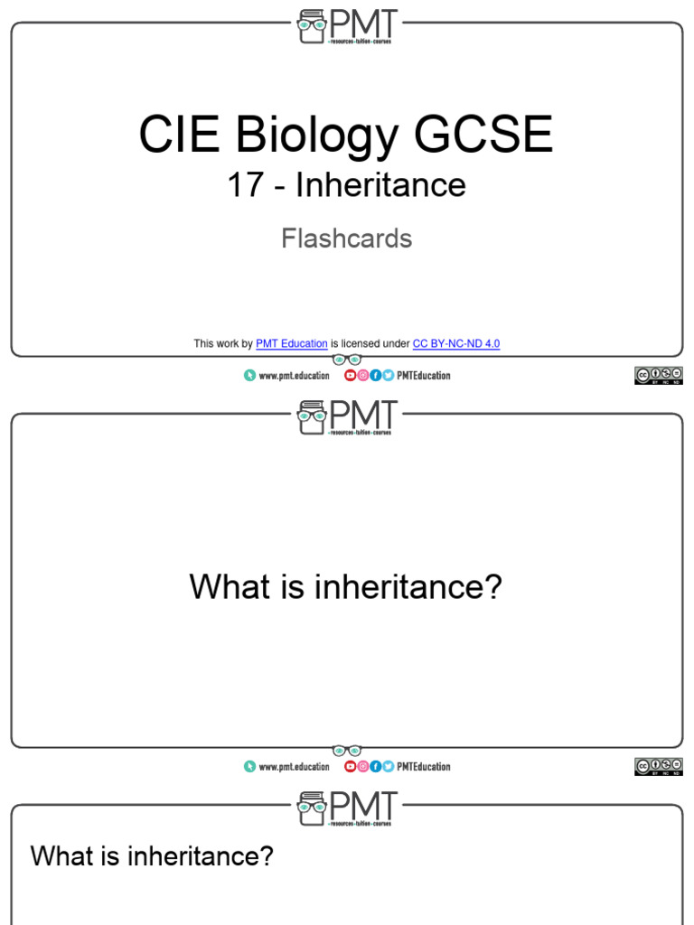 Flashcards Topic 17 Inheritance Caie Biology Igcse Pdf Dominance Genetics Zygosity
