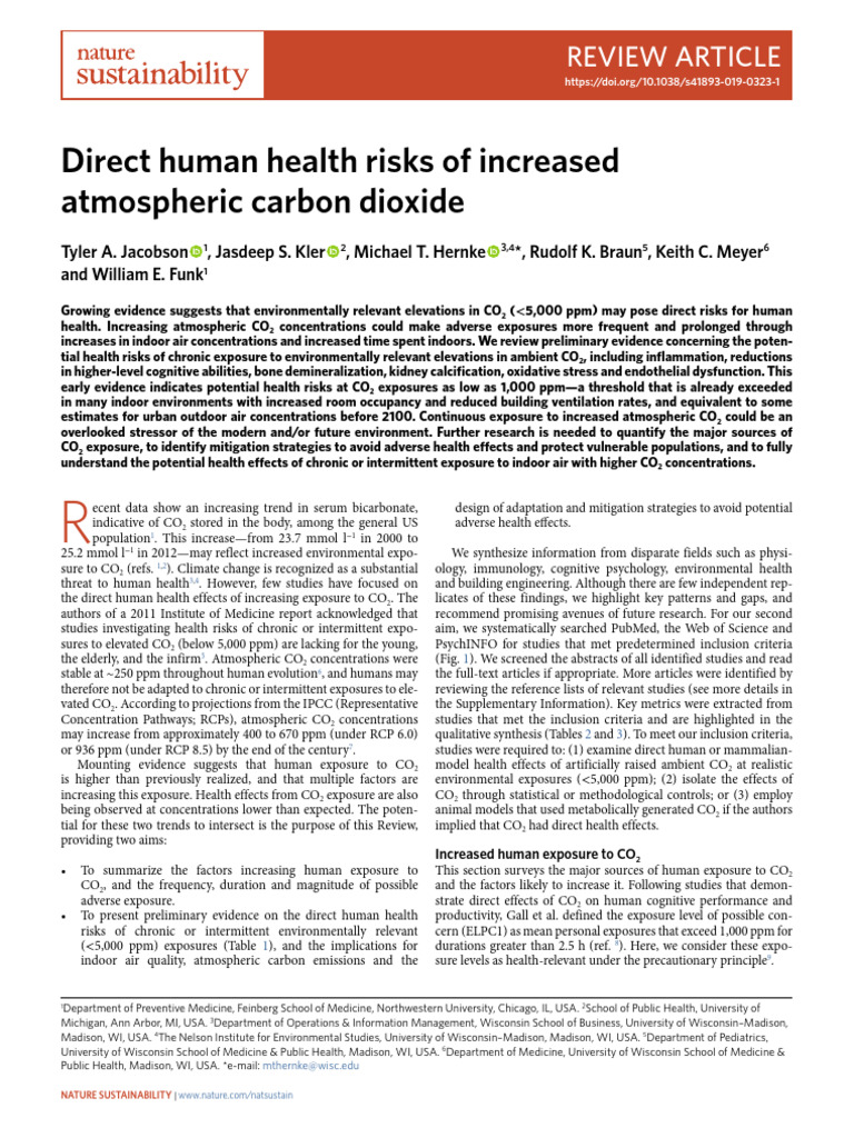 Health Risks of Elevated CO2 Exposure | PDF | Carbon Dioxide | Carbon ...