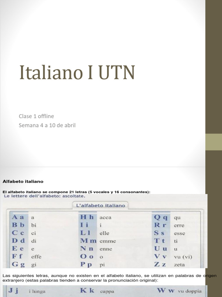 Alfabeto Italiano y Pronunciación | PDF | Artes del Lenguaje y Comunicación