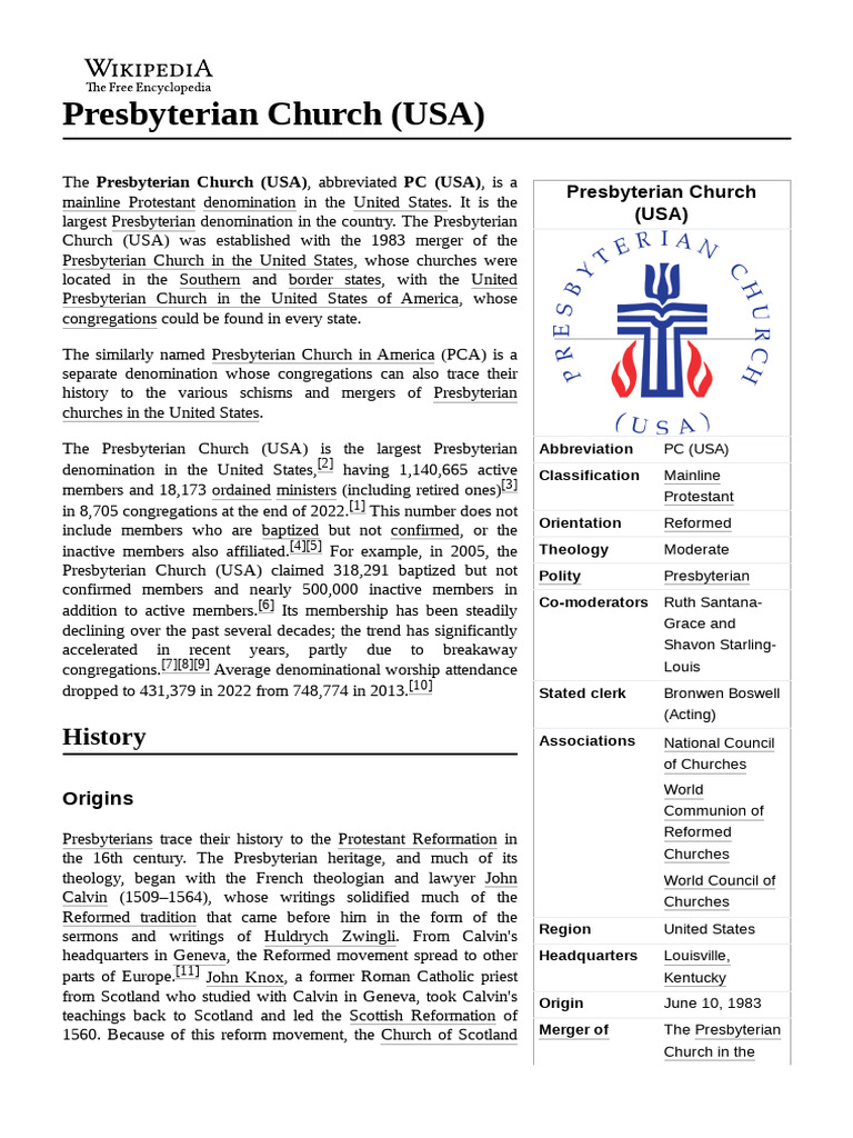 Presbyterian Church (USA) | PDF | Presbyterianism | Protestant ...
