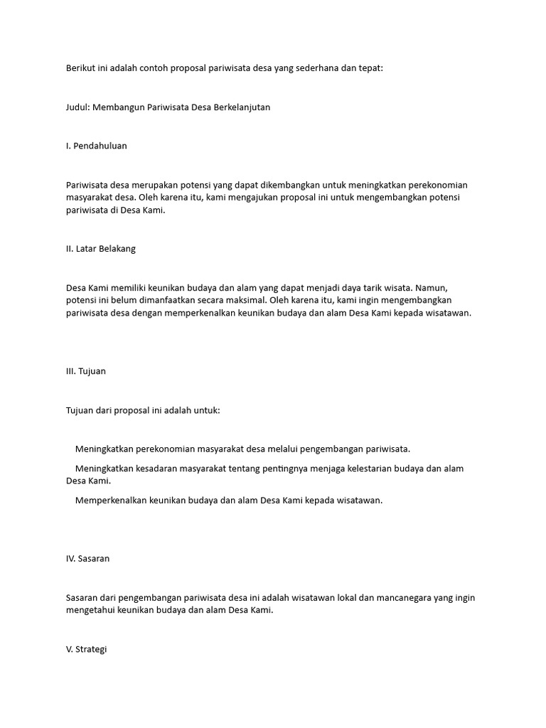Contoh Proposal Pariwisata | PDF