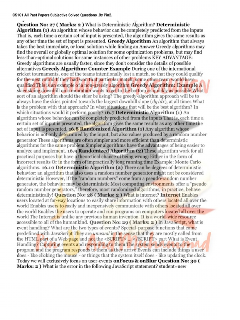 CS101 All Solved Mcqs by Pin2 Document-1 | PDF CS101 All Solved Mcqs by Pin2 Document-1 | PDF