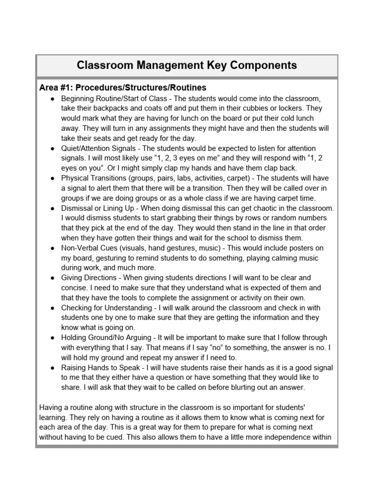 Classroom Management Plan | PDF | Classroom | Lesson Plan